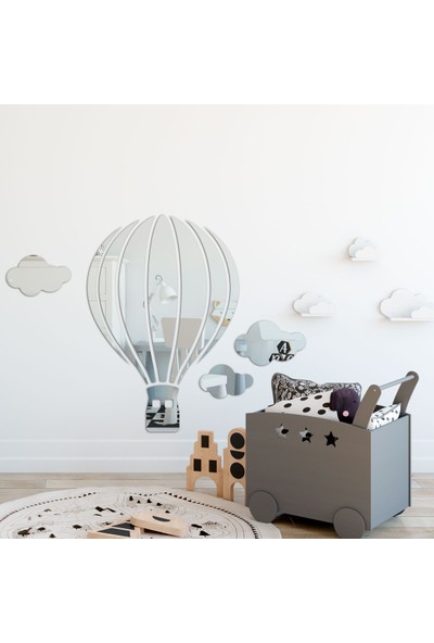 Dez Balon ve Bulut Figürlü Dekoratif Ayna 4 Parça