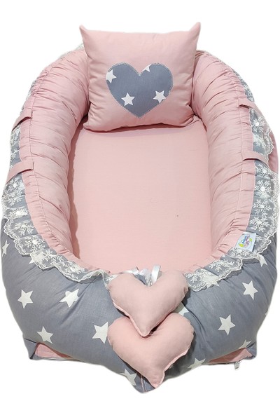 Bebek Atölyesi Pudra Gri Yıldız Desenli Babynest Bebek Atölyesi Pudra Gri Yıldız Desenli Babynest