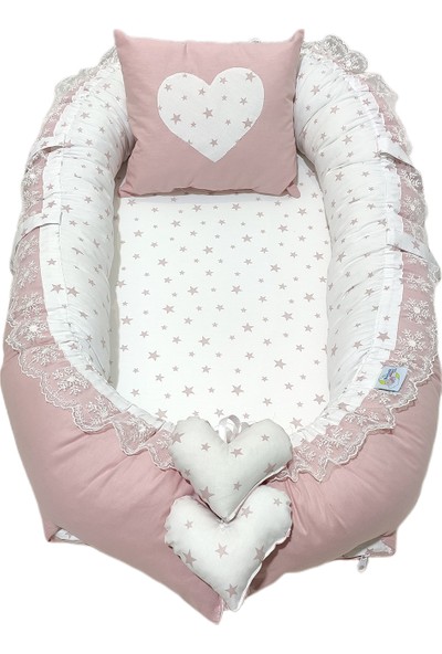 Bebek Atölyesi Pudra Yıldız Desenli Babynest Bebek Atölyesi Pudra Yıldız Desenli Babynest