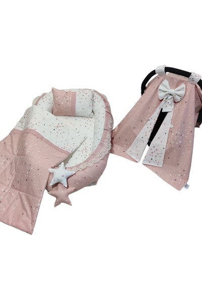 Bebek Atölyesi Pudra Galaksi Desenli 4 Parça Babynest Set Bebek Atölyesi Pudra Galaksi Desenli 4 Parça Babynest Set