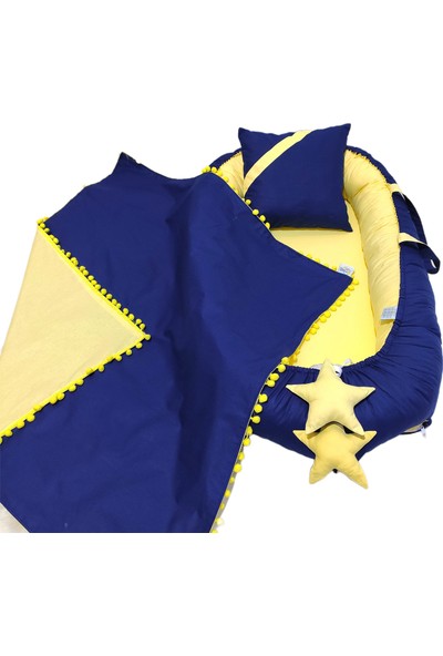 Bebek Atölyesi Sarı Lacivert Taraftar Babynest ve Ponpon Battaniye Bebek Atölyesi Sarı Lacivert Taraftar Babynest ve Ponpon Battaniye
