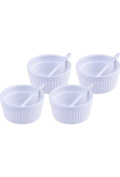 Bambum Porcelano 4'lü Kaşıklı Kase Seti