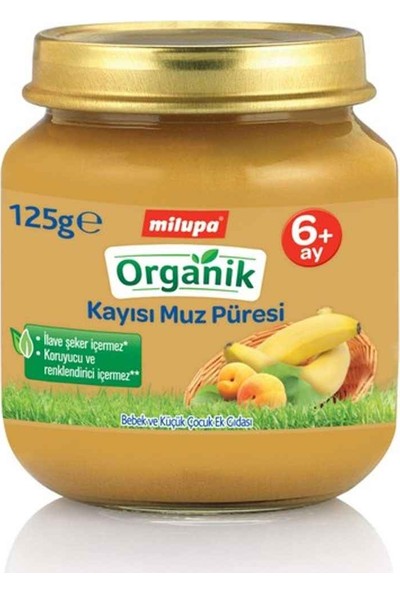 Milupa Organik Kayısı Muz Püresi Kavanoz 125 g 6+ Ay