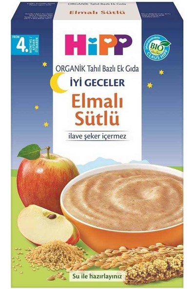 Hipp Organik İyi Geceler Elmalı Sütlü Tahıl Bazlı Kaşık Maması 250 gr