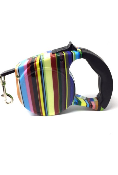 Jetfast Makaralı Otomatik Yürütme Köpek Tasması Düz Çizgi Desenli 5 Metre Kayış