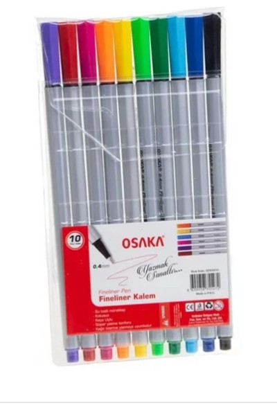 Osaka Fineliner Pen Renkli Keçeli Kalem Set 0.4 mm 10'lu Osaka Fineliner Pen Renkli Keçeli Kalem Set 0.4 mm 10'lu