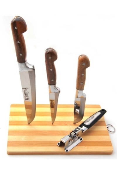 Lazoğlu Sürmene El Yapımı 3'lü Kurban Bıçak Seti + Bileyici