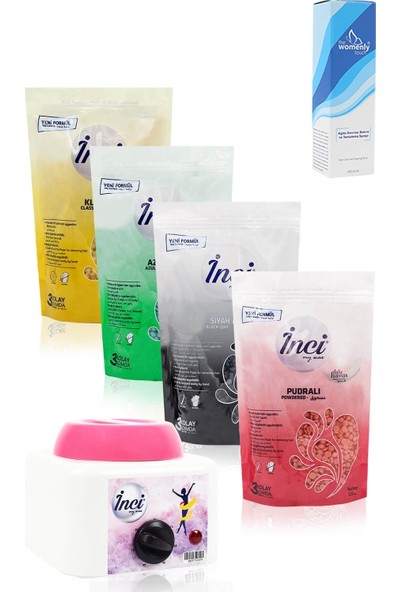 İnci Ağda 4 Kutu - Azulen, Klasik, Pudralı, Peeling Etkili Siyah + Ağda Makinesi + Bakım Spreyi İnci Ağda 4 Kutu - Azulen, Klasik, Pudralı, Peeling Etkili Siyah + Ağda Makinesi + Bakım Spreyi