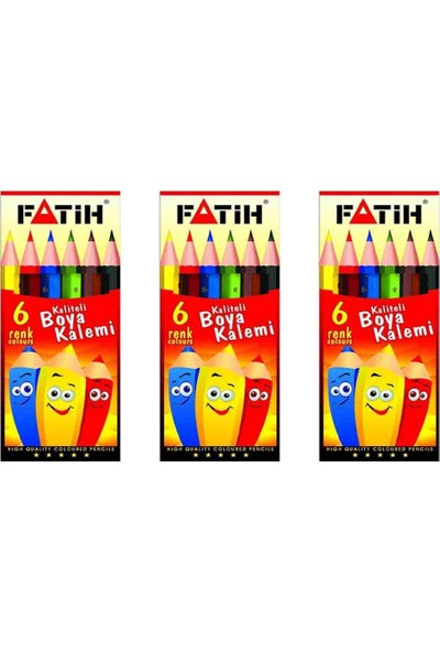 Fatih 33006 Yarım Boy 6 Renk Kuru Boya 3'lü Fatih 33006 Yarım Boy 6 Renk Kuru Boya 3'lü