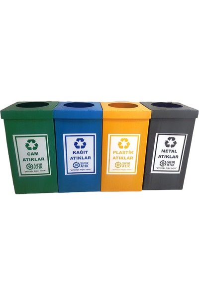 e-market Sıfır Atık Toplama Kutusu 4'lü Set