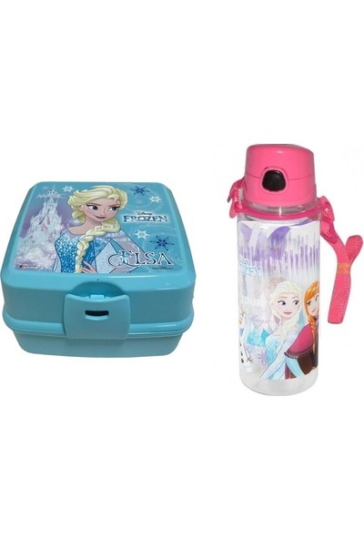 Hakan Çanta Disney Frozen Beslenme Kabı + Şeffaf Suluk Matara 500 ml + Magnetli Resim Çerçevesi
