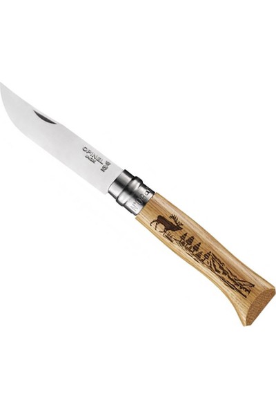 Opinel Inox No 8 Meşe Saplı Geyik Desenli Paslanmaz Çelik Çakı Opinel Inox No 8 Meşe Saplı Geyik Desenli Paslanmaz Çelik Çakı