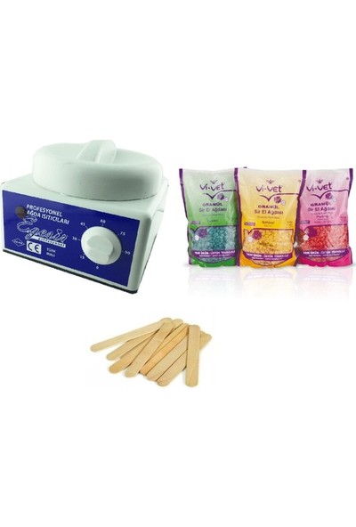 Vi-Vet Ağda Seti - Ağda Makinesi , 3 Adet Vivet Sir Boncuk Ağda Ağda Spatulası Vi-Vet Ağda Seti - Ağda Makinesi , 3 Adet Vivet Sir Boncuk Ağda Ağda Spatulası