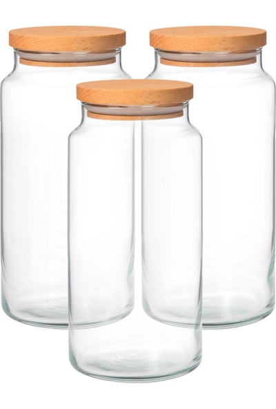 Joy Kitchen 3'lü Ahşap Kapaklı Kavanoz - Jumbo Boy
