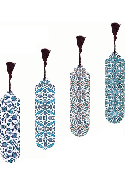 Pictor Gift Metal Püsküllü Çini 2 Kitap Ayracı Seti 4'lü