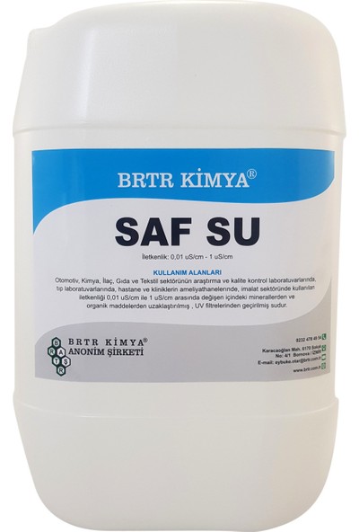 Brtr Kimya 10 Lt Saf Su-Deiyonize Su-Distile Su Brtr Kimya 10 Lt Saf Su-Deiyonize Su-Distile Su