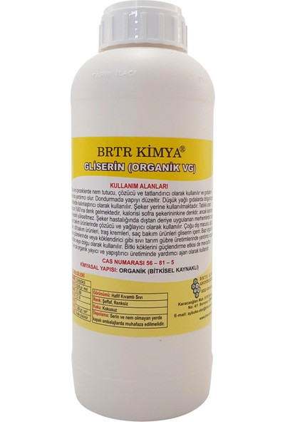 Brtr Kimya Bitkisel Gliserin Vg -1 Kg -Usp/Ep %99,84- İthal Ürün Brtr Kimya Bitkisel Gliserin Vg -1 Kg -Usp/Ep %99,84- İthal Ürün