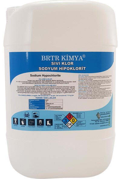 Brtr Kimya Sıvı Klor - 12 Kg (Sodyum Hipoklorit) Brtr Kimya Sıvı Klor - 12 Kg (Sodyum Hipoklorit)