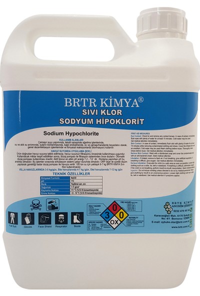 Brtr Kimya Sıvı Klor - 6 Kg (Sodyum Hipoklorit) Brtr Kimya Sıvı Klor - 6 Kg (Sodyum Hipoklorit)