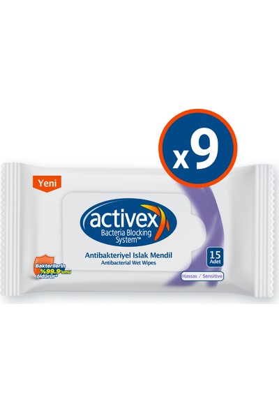 Activex Antibakteriyel Islak Mendil Hassas 9 Adet Cep Boy Islak Mendil 135 Yaprak Activex Antibakteriyel Islak Mendil Hassas 9 Adet Cep Boy Islak Mendil 135 Yaprak