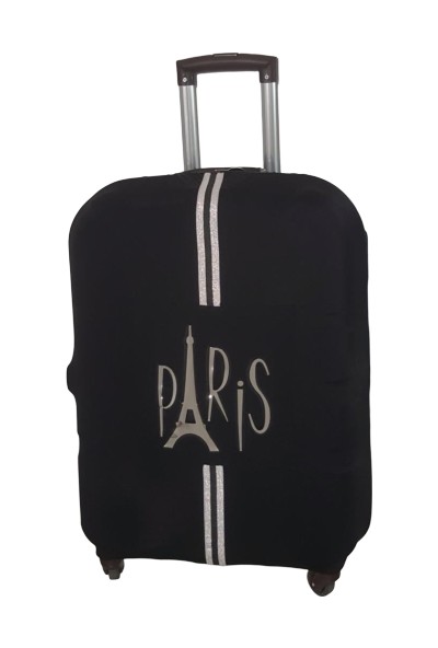 Barselüx Baskılı Bavul Kılıfı Ortaboy Siyah - Gümüş