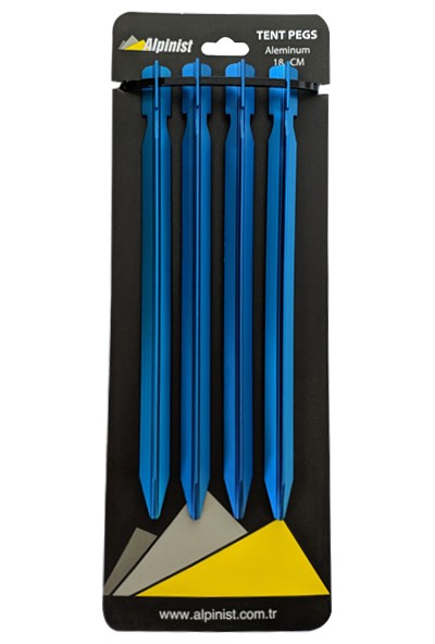Alpinist Alüminyum 6061 Çadır Kazığı 18 cm Mavi 4'lü Alpinist Alüminyum 6061 Çadır Kazığı 18 cm Mavi 4'lü