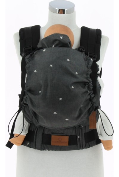 New Age Bebekle Büyüyen %100 Pamuklu Ergonomik Bebek Kanguru (0-4 Yaş) - STARS BLACK
