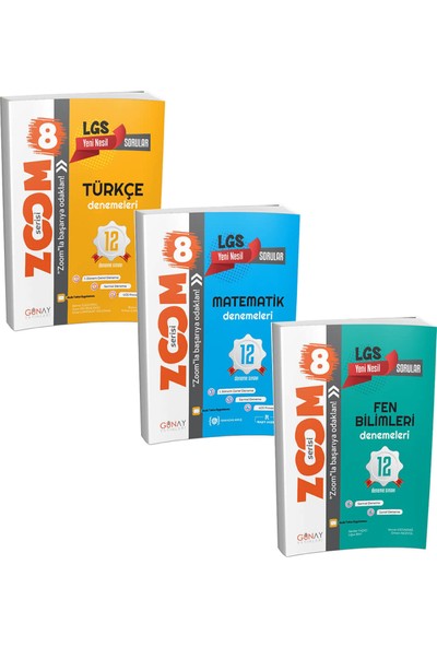 Günay Yayınları Zoom Serisi 8. Sınıf Türkçe Matematik Fen Bilimleri Deneme Seti