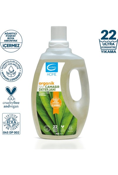 TheLifeCo Home Bitkisel, Organik Sıvı Çamaşır Deterjanı 750 ml (Vegan ve Hipoalerjenik. Hassas Ciltlere Özel) TheLifeCo Home Bitkisel, Organik Sıvı Çamaşır Deterjanı 750 ml (Vegan ve Hipoalerjenik. Hassas Ciltlere Özel)