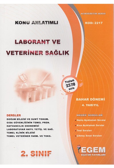 Egem Yayınları Laborant Ve Veteriner Sağlık 2. Sınıf 4. Yarıyıl Bahar Konu Anlatımlı Soru Bankası