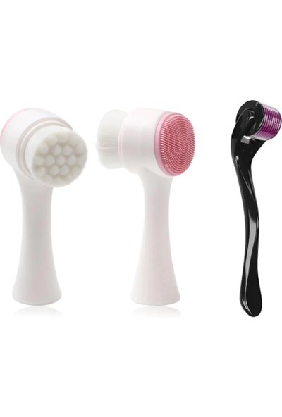 Dermaroller 0,75 mm 540 İğneli Saç Çıkarma Cilt Yenileme Aleti + Silikon Yüz Temizleme Fırçası Dermaroller 0,75 mm 540 İğneli Saç Çıkarma Cilt Yenileme Aleti + Silikon Yüz Temizleme Fırçası