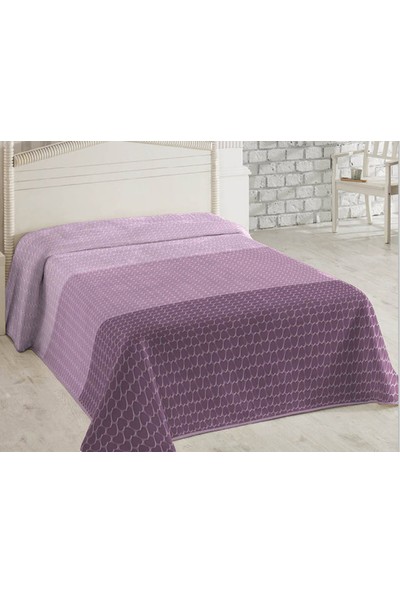 Merinos Battaniye Çift Kişilik Love Embos Kül Moru