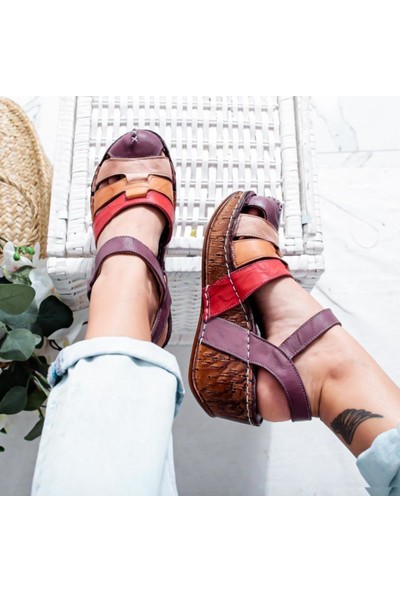 Limoya Madisen Mor Hakiki Deri Kalın Tabanlı Comfort Sandalet Limoya Madisen Mor Hakiki Deri Kalın Tabanlı Comfort Sandalet