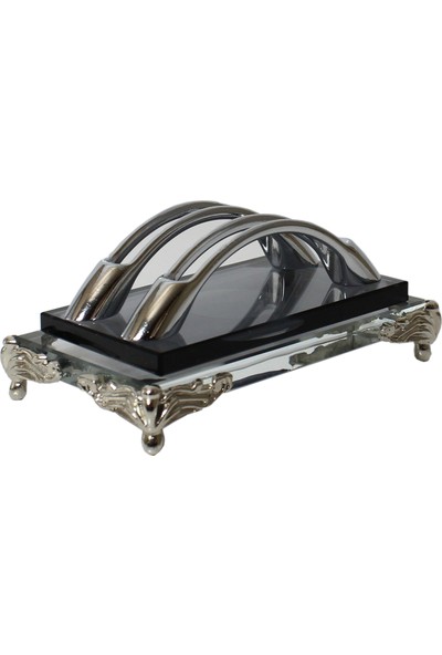 Ikiyıldız Kristal AS119 Masaüstü Gümüş Metalli Kristal Kartvizitlik