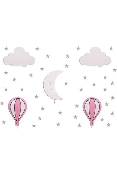 Hepsi Tedarik Pembe Balonlu 5'li Ahşap Gece Lambası Seti Gümüş Gri Sticker Hediyeli Hepsi Tedarik Pembe Balonlu 5'li Ahşap Gece Lambası Seti Gümüş Gri Sticker Hediyeli