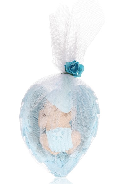 Hulmorya Tasarım Kanat İçinde Mavi Tavşan Bebek 30 Adet Kokulu Taş Bebek Şekeri