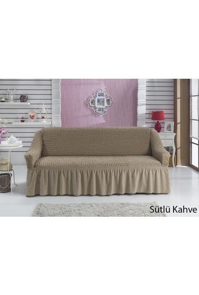 Karna Home 3 Kişilik Pamuklu Koltuk Kanepe Örtüsü Sahra Beji