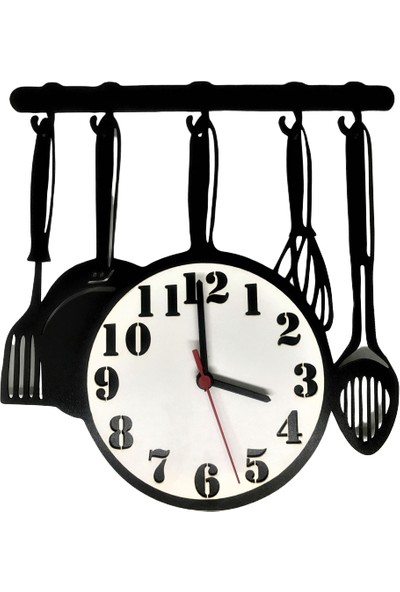 DB Lazer Tasarım Ahşap Mutfak Dekorlu Duvar Saati DB Lazer Tasarım Ahşap Mutfak Dekorlu Duvar Saati