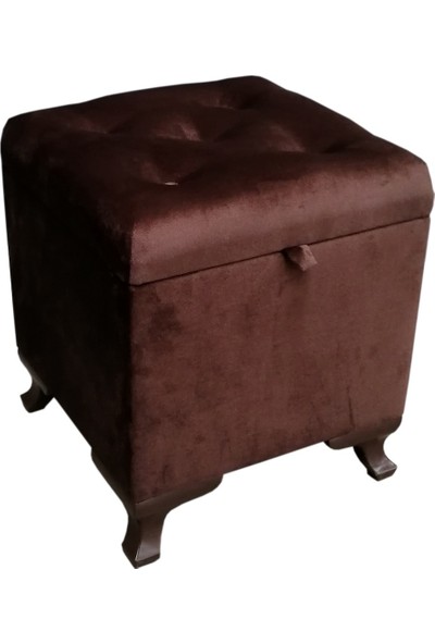 Ertok Sandıklı Puf Koltuk Kumaş Düğmeli Kahve