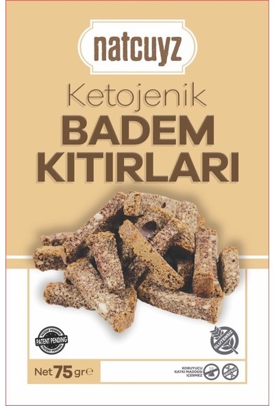 Natcuyz Glutensiz Ketojenik Badem Kıtırı 75 gr Natcuyz Glutensiz Ketojenik Badem Kıtırı 75 gr