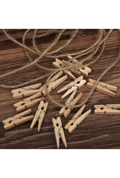 Tuğra Ipli Mini Mandal 24 Lü Fotoğraf Süsleme Mandalı 3 cm 5 Metre Jüt Ip Tuğra Ipli Mini Mandal 24 Lü Fotoğraf Süsleme Mandalı 3 cm 5 Metre Jüt Ip