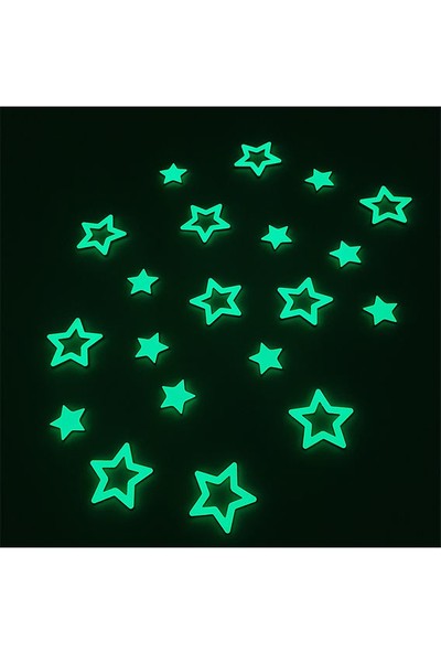 Faami Style Fosforlu Yıldızlar 20 Adet Fosforlu Duvar Süsü