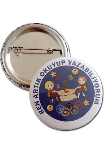 Hediye Panayırı Artık Okuyup Yazıyorum Rozeti Mavi 20'li