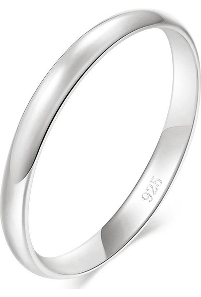 Takı Dükkanı 2 mm Bombeli Süper Ince Gümüş Alyans Söz Nişan Yüzüğü wr85-1