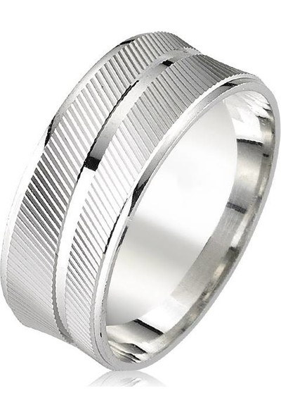 Takı Dükkanı Tırtıklı Gümüş Tek Alyans Söz Nişan Yüzüğü wr83-1