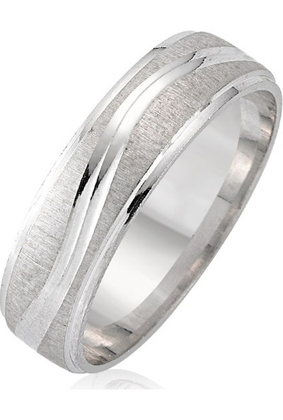 Takı Dükkanı Mat Çizgili Gümüş Alyans Söz Nişan Yüzüğü wr78-1