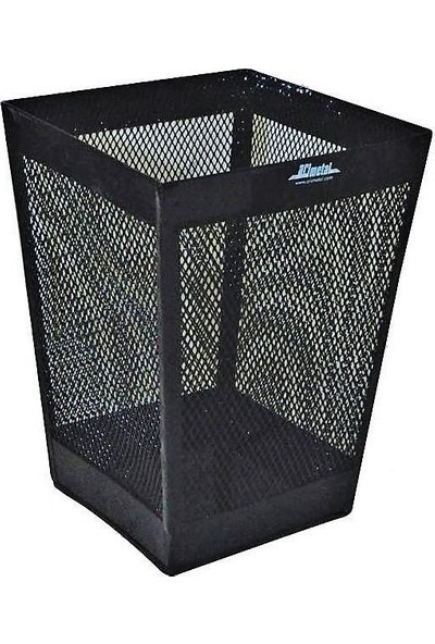 Arı Metal 1437 Ofis Çöp Kovası Fileli Siyah Kare 13 lt