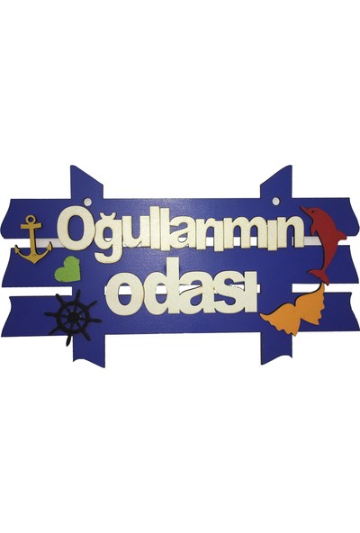 Tuğra Oğullarımın Odası Kapı Süsü - Mavi