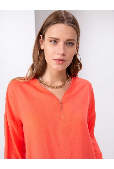 Pierre Cardin Kadın Kırmızı Dokuma Gömlek 50202820-VR039 Pierre Cardin Kadın Kırmızı Dokuma Gömlek 50202820-VR039