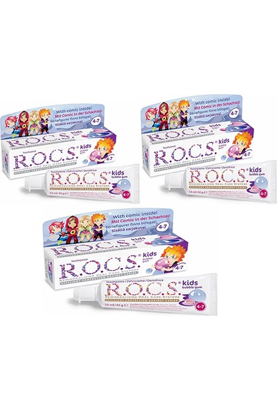 Rocs Kids Diş Macunu 35 ml - 3 Adet